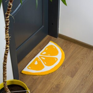 Handmade Lemon Rug, Hand Tufted Rug, Lemon Slice Rug, Small Rug ...