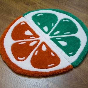 Citrus Slice Rugs, Hand Tufted Rug, Bedroom Rug, Colorful Rug, Lime Rug ...