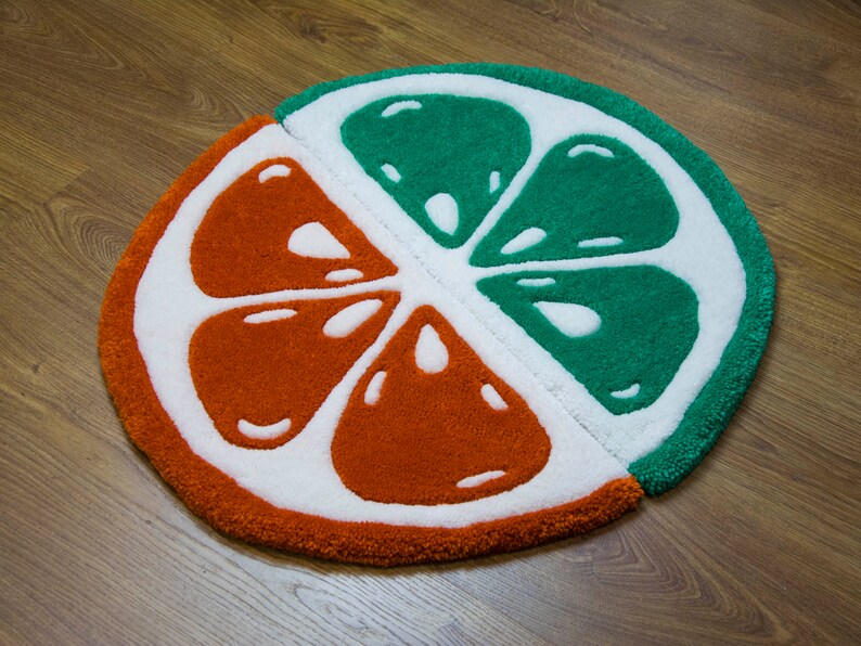 Citrus Slice Rugs, Hand Tufted Rug, Bedroom Rug, Colorful Rug, Lime Rug ...