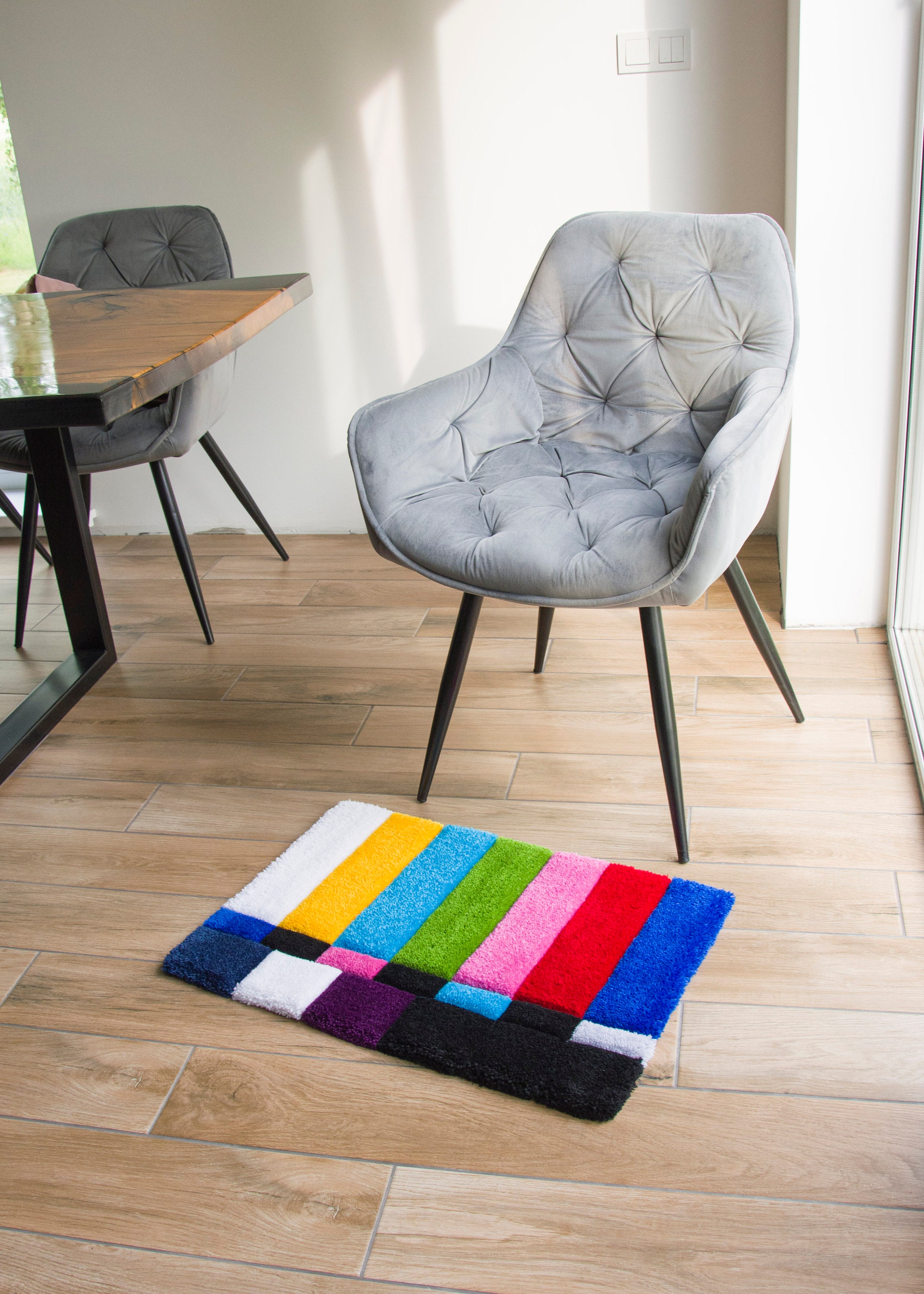 Handmade Tufted Rug, TV Error Rug, Modern Home Decor, TV No Signal Rug ...