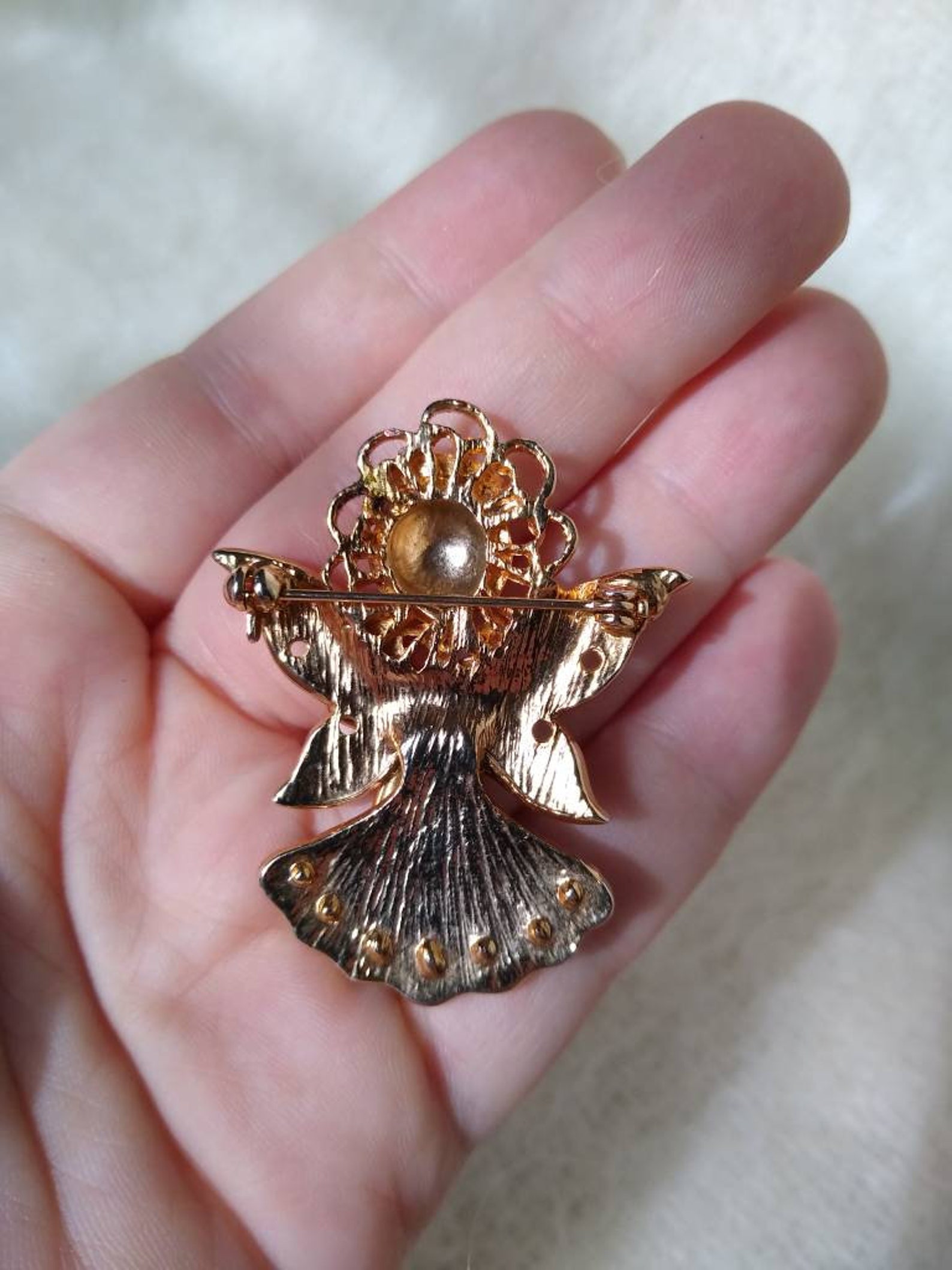 Vintage Angel Brooch Gold Tone Silver Tone with Aurora - Etsy 日本