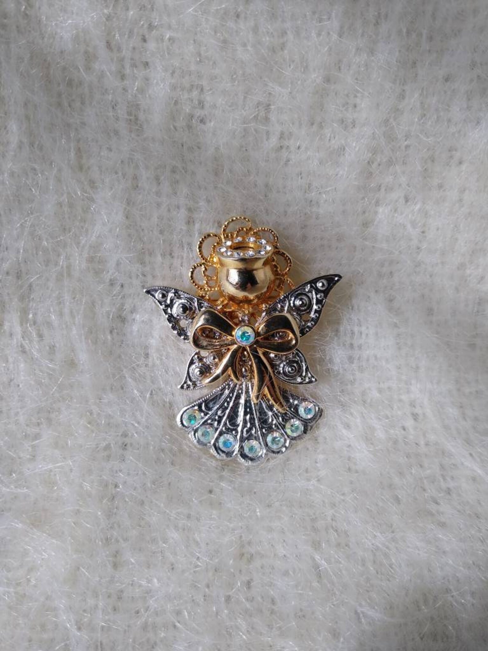 Vintage Angel Brooch Gold Tone Silver Tone with Aurora - Etsy 日本