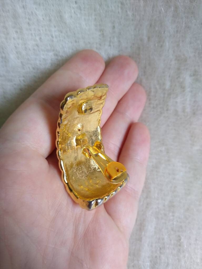 Vintage Laura Gayle Gold Tone and Faux Pearl Chunky Clip - Etsy