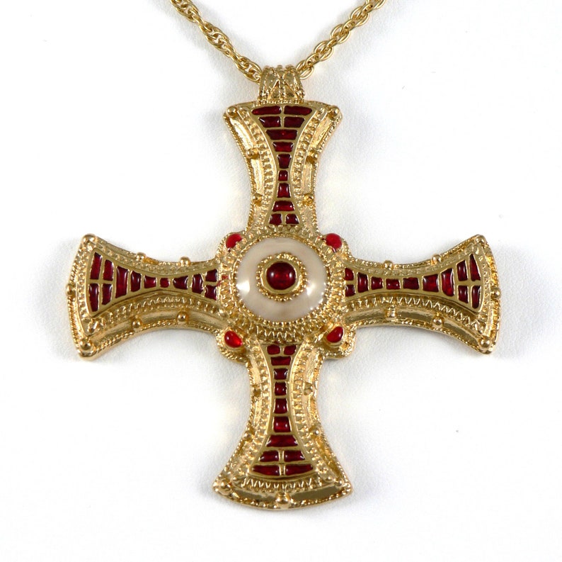 Gold and Enamel Saxon Cross Pendant - Etsy