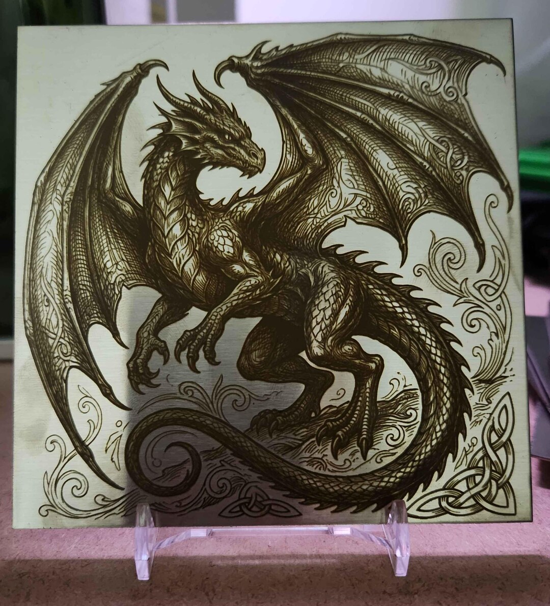 Welsh Dragon Art – Laser-etched Stainless Steel Celtic Decor - Etsy