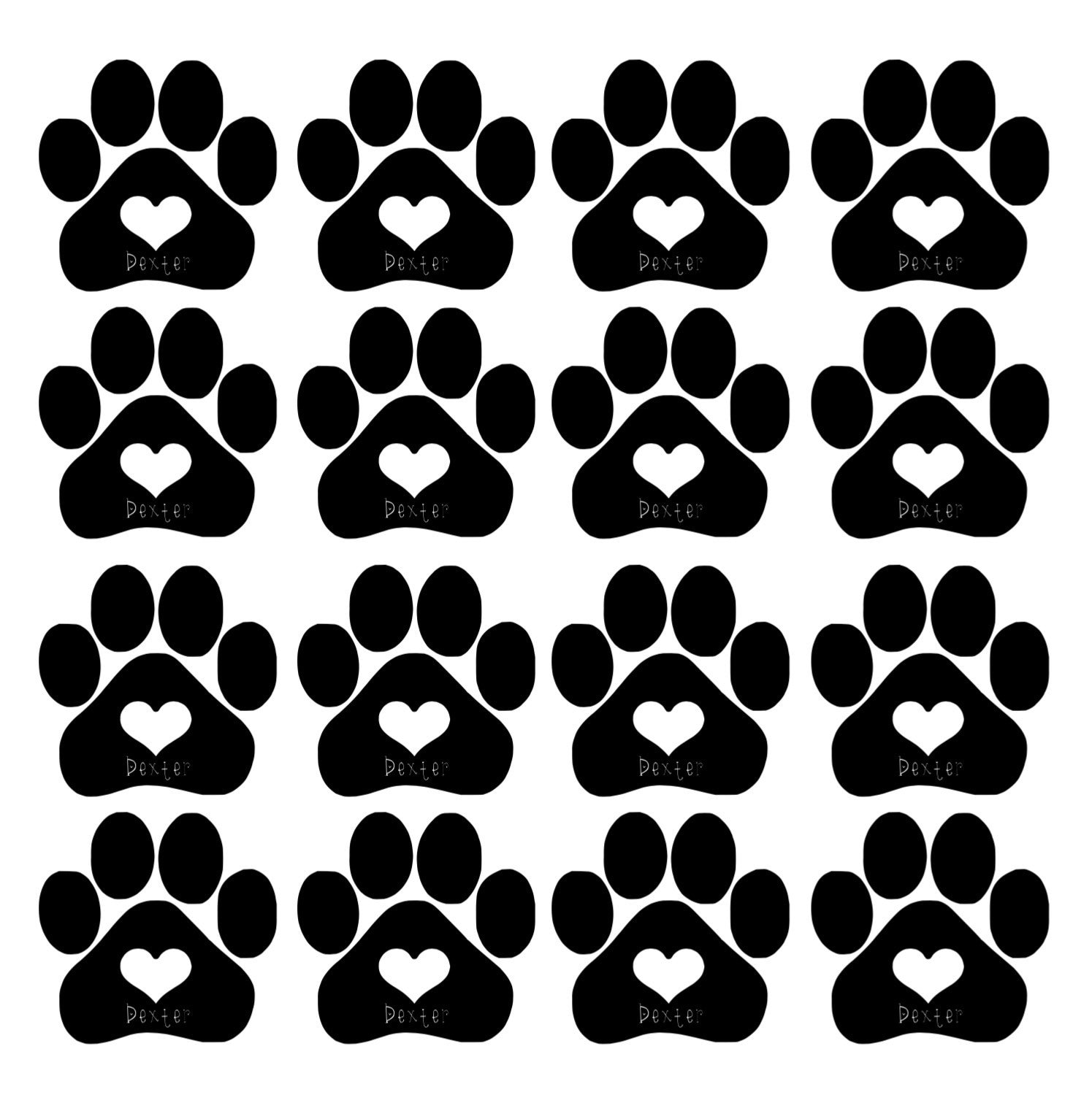 Page of 16 Waterproof Vinyl Paw Print Stickers. - Etsy