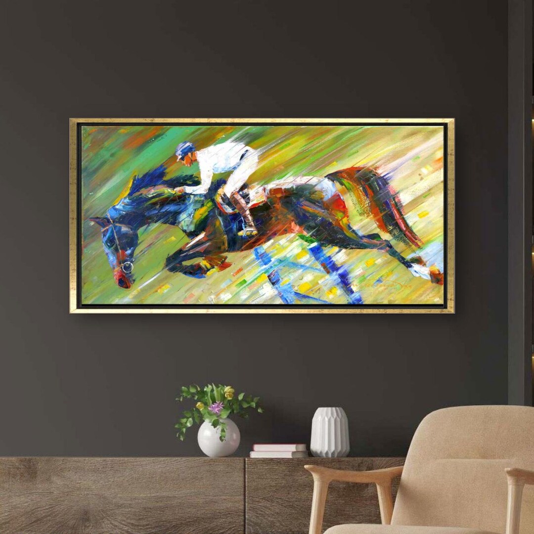 Impressionist Horse Art, Jumping Horse Painting, Equestrian Oil ...