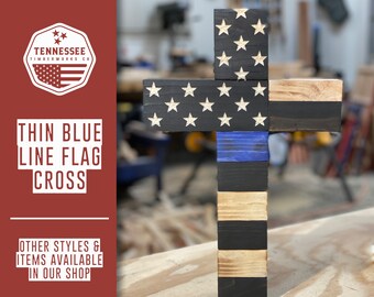 Wooden Blue Line Flag - Etsy