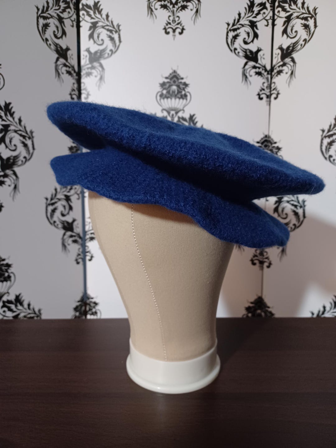 Felted Wool Tudor Cap in Blue - Etsy
