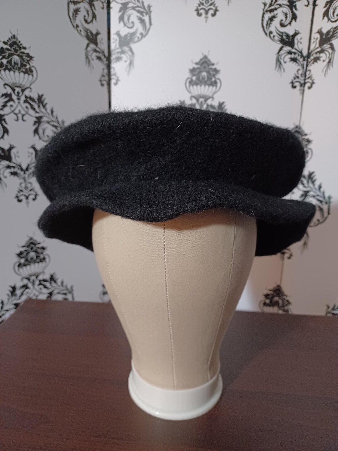 Felted Wool Tudor Cap in Black - Etsy