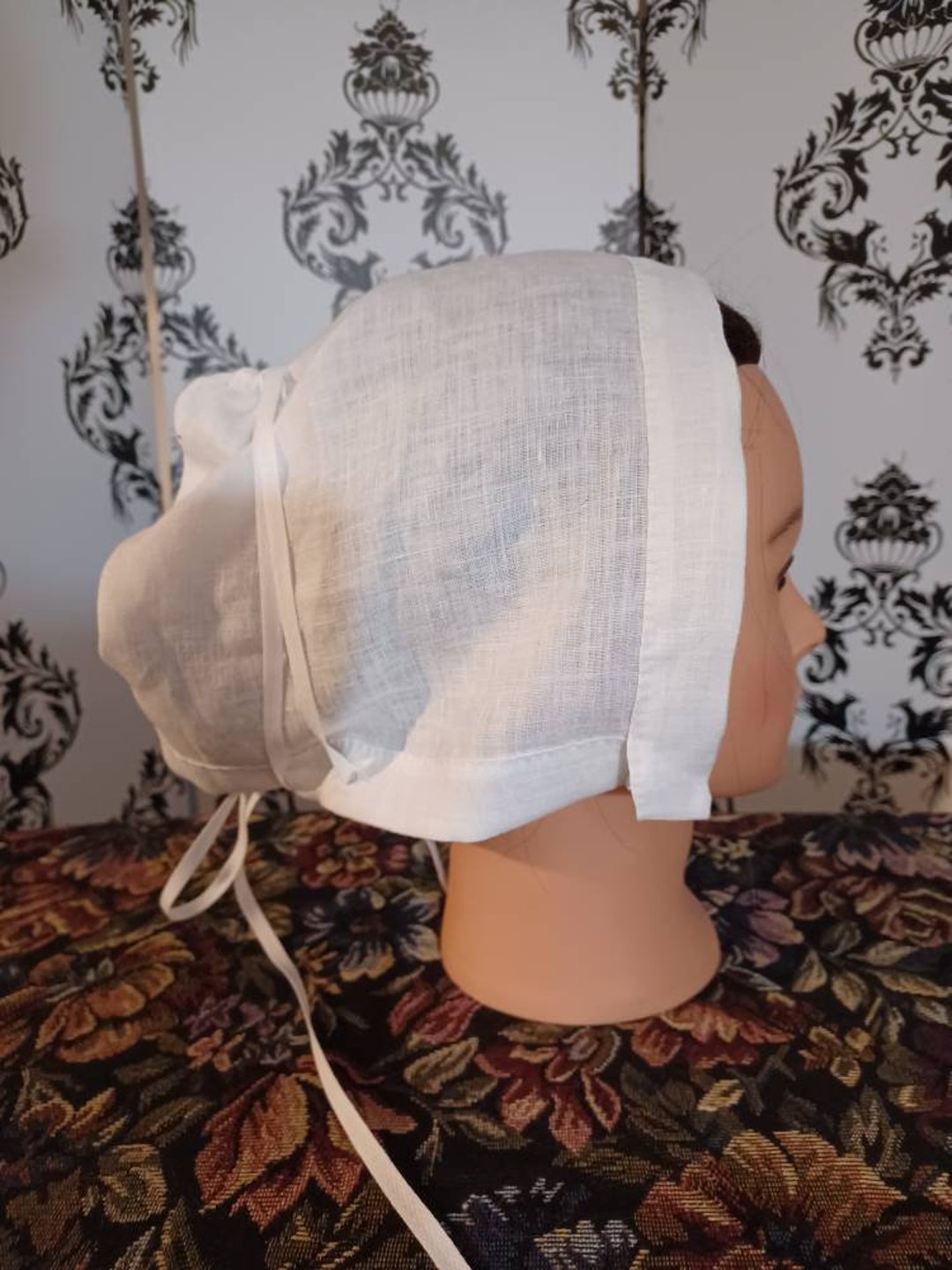 Tudor Linen Cornered Cap - Etsy