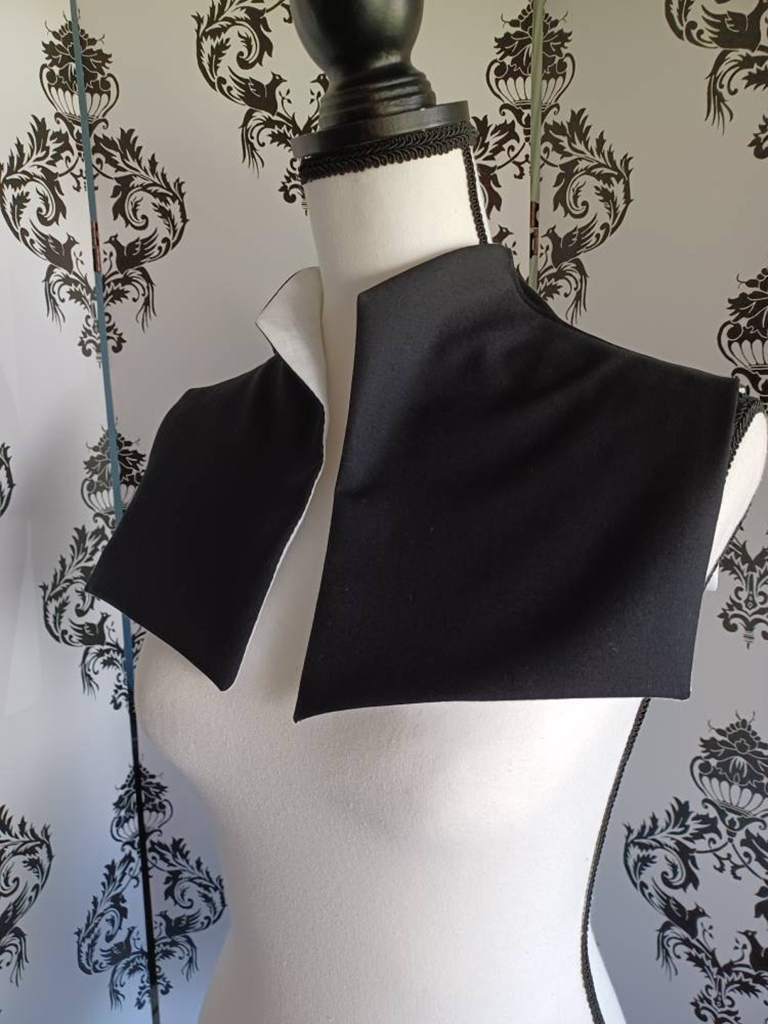 Black Wool Partlet With White Linen Lining, Smaller Size - Etsy