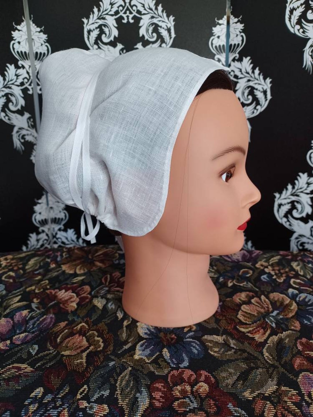Linen Coif With Ties for Securing Around Hair - Etsy