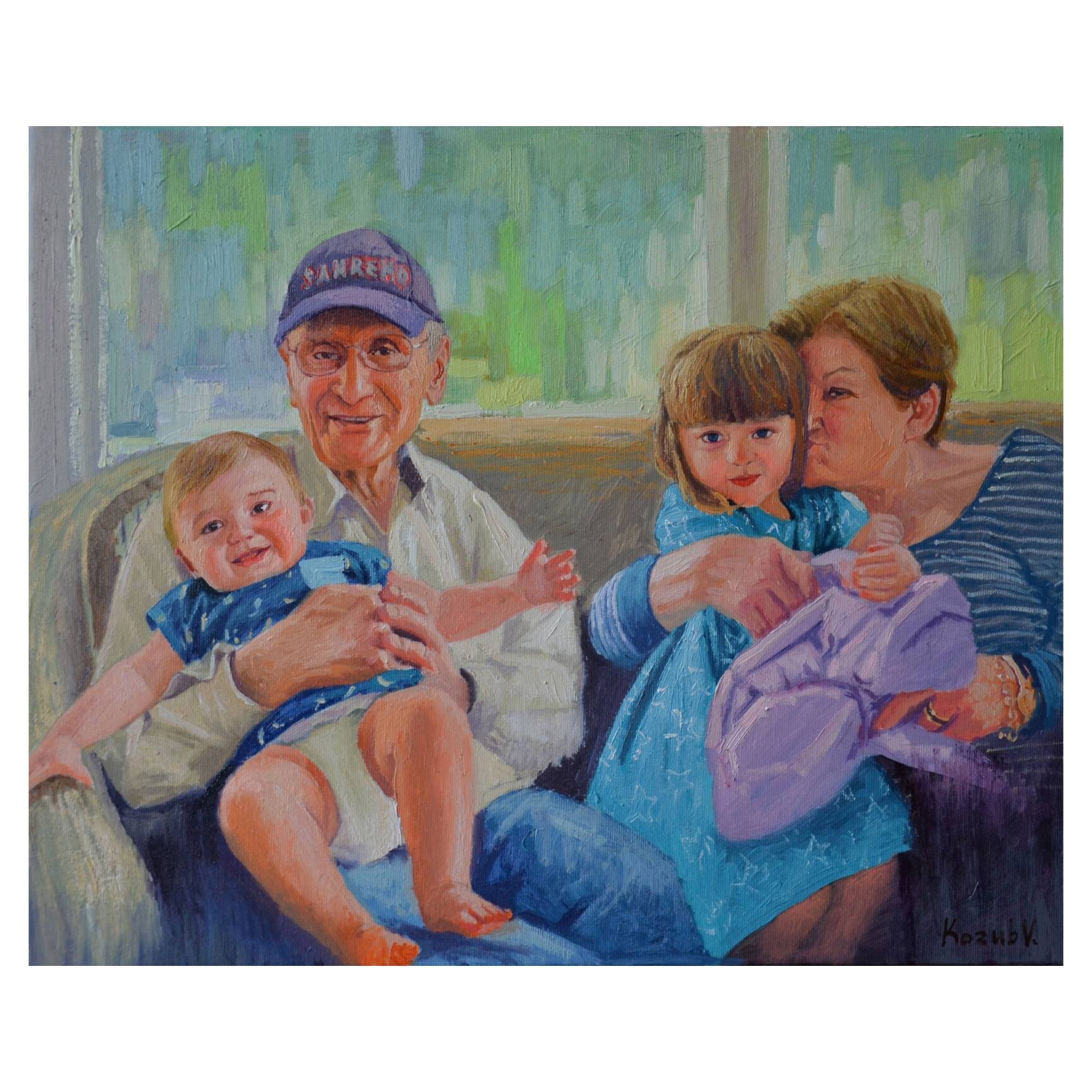 Commission painting family portrait personalized custom family portrait ...