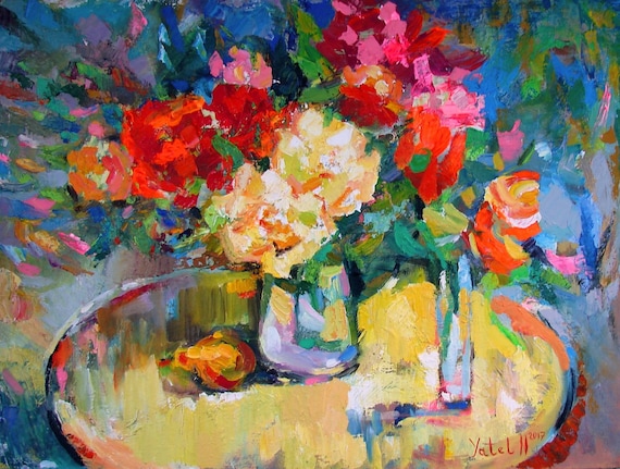 Peonies Abstract Flowers Painting Original Floral Oil Painting - Etsy