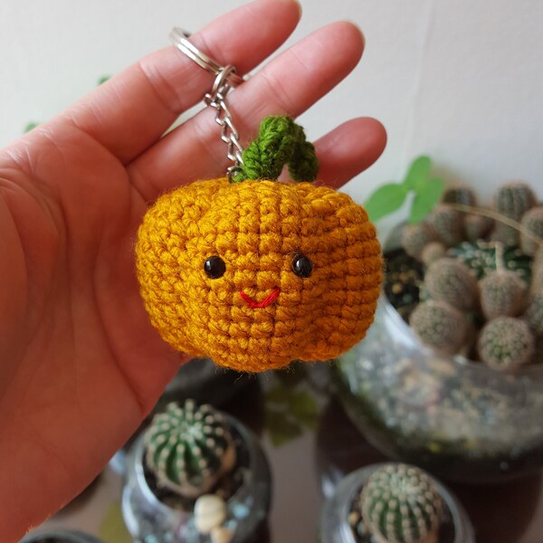 Crochet Pumpkin Keychain - Etsy