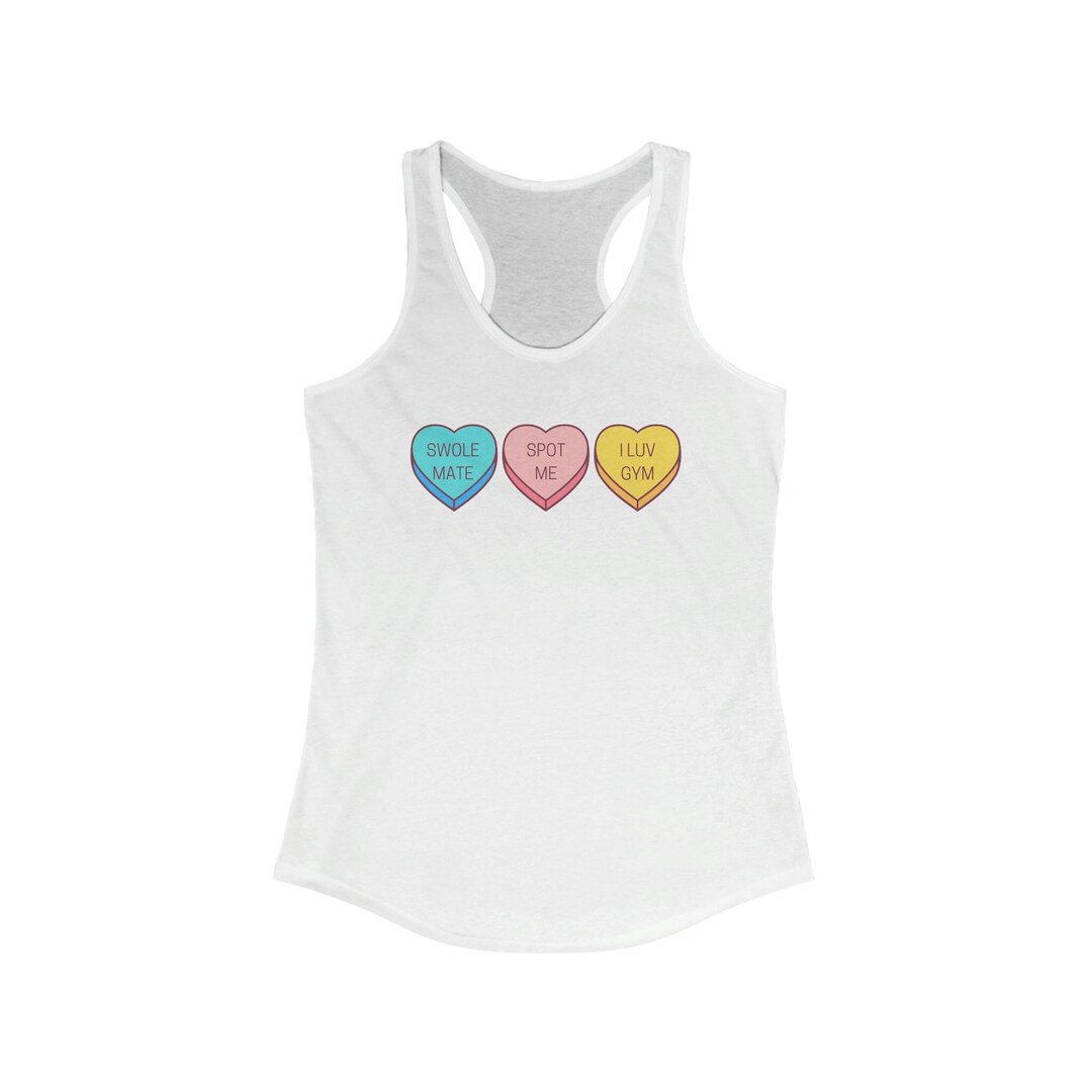 Valentine's Gym Tank, Candy Heart Workout Tank, Vday Gym Tank, Women's ...