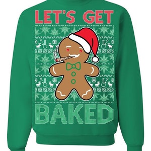 Ugly Christmas Sweater Gingerbread Man Let's Get Baked Unisex ...