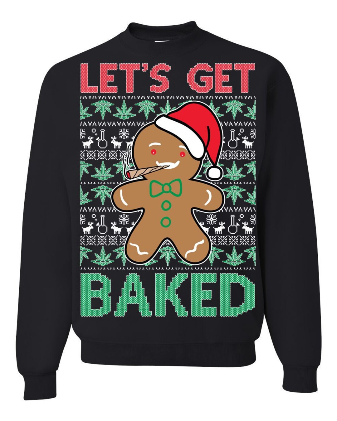 Ugly Christmas Sweater Gingerbread Man Let's Get Baked Unisex ...