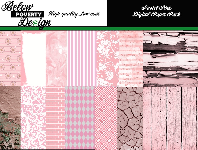 Pastel Pink Digital Scrapbooking Paper Pack 14 Light Pink - Etsy