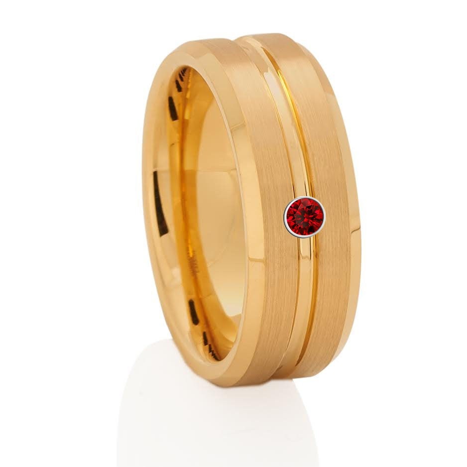 Yellow Gold Tungsten Wedding Bandruby Wedding - Etsy