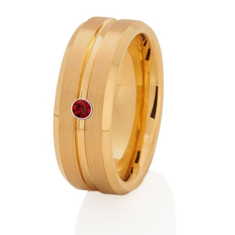 Yellow Gold Tungsten Wedding Bandruby Wedding - Etsy