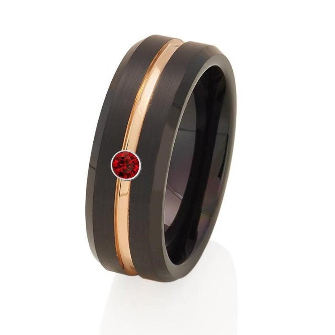 Black Tungsten Ruby Wedding Ring,men&women,rose Gold Tungsten Ring ...