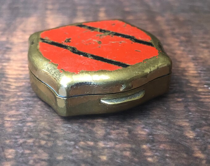 Vintage Stratton Enamel Tiny Pill Box Striped Black and Red - Etsy