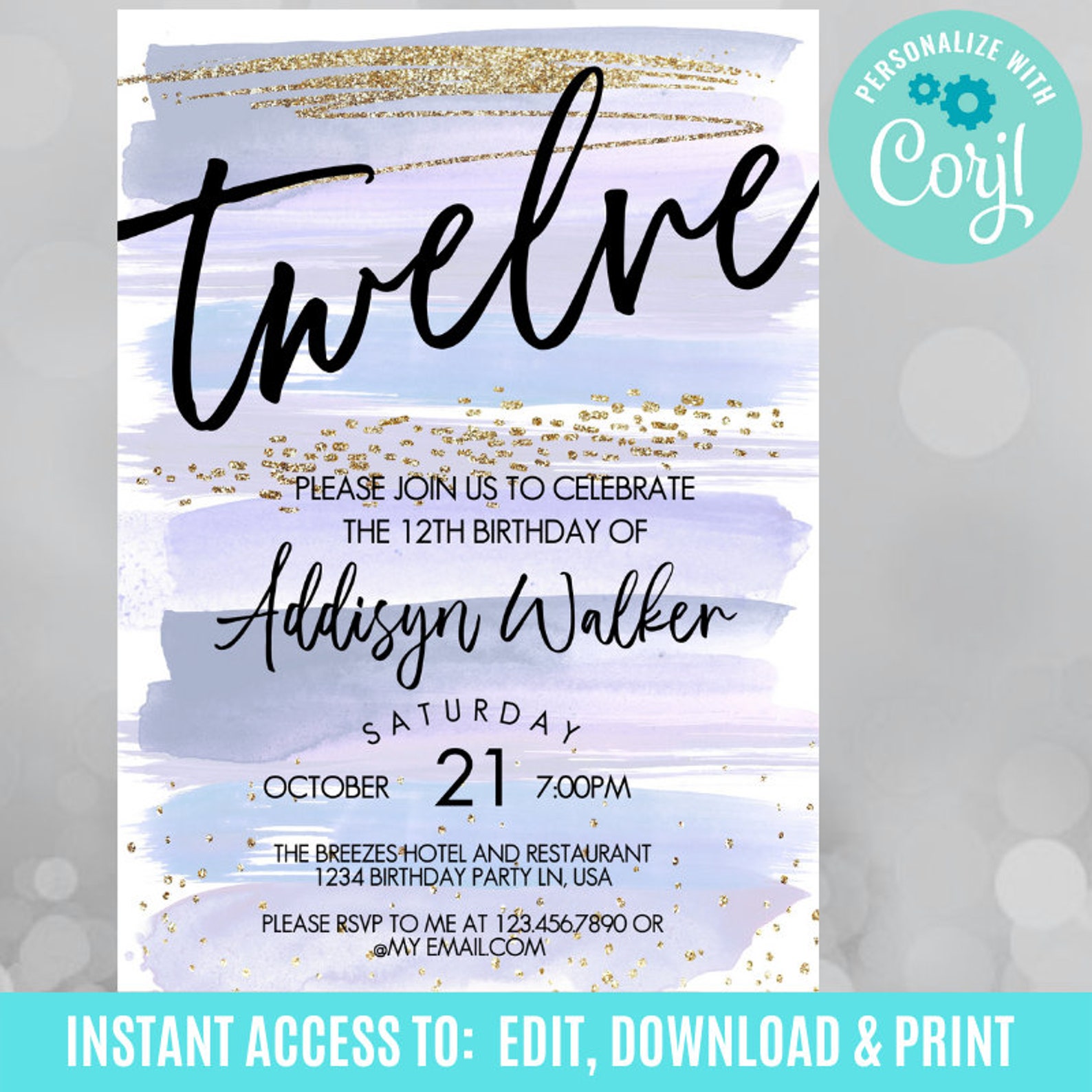 12th Birthday Girl Invitations Tween Birthday Invitation | Etsy