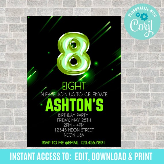 8th Birthday 8th Birthday Invitation Birthday Invitation - Etsy