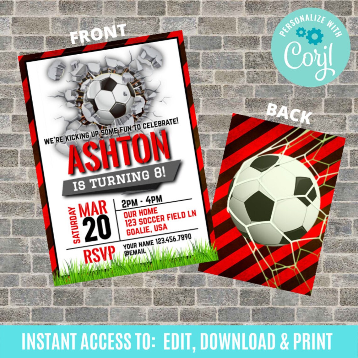 Soccer Birthday Invitation Soccer Invitation Digital Soccer - Etsy