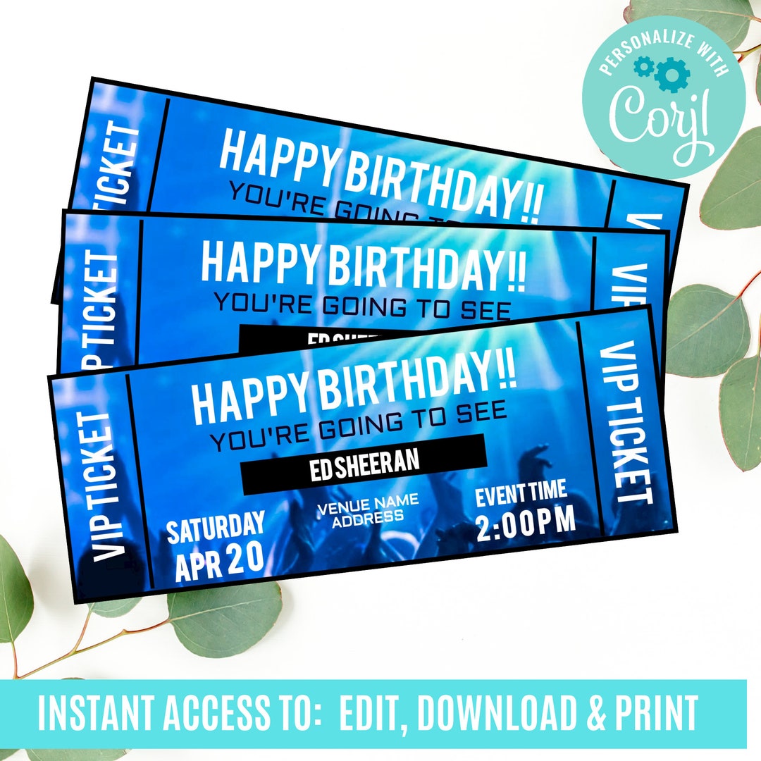 Concert Ticket Printable, Editable Suprise Concert Tickets, Event ...