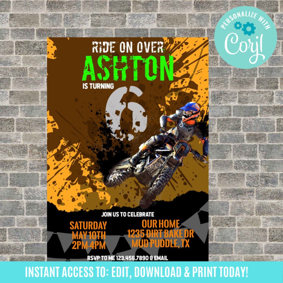 Dirtbike Birthday Invitation Motorcross Birthday Party - Etsy