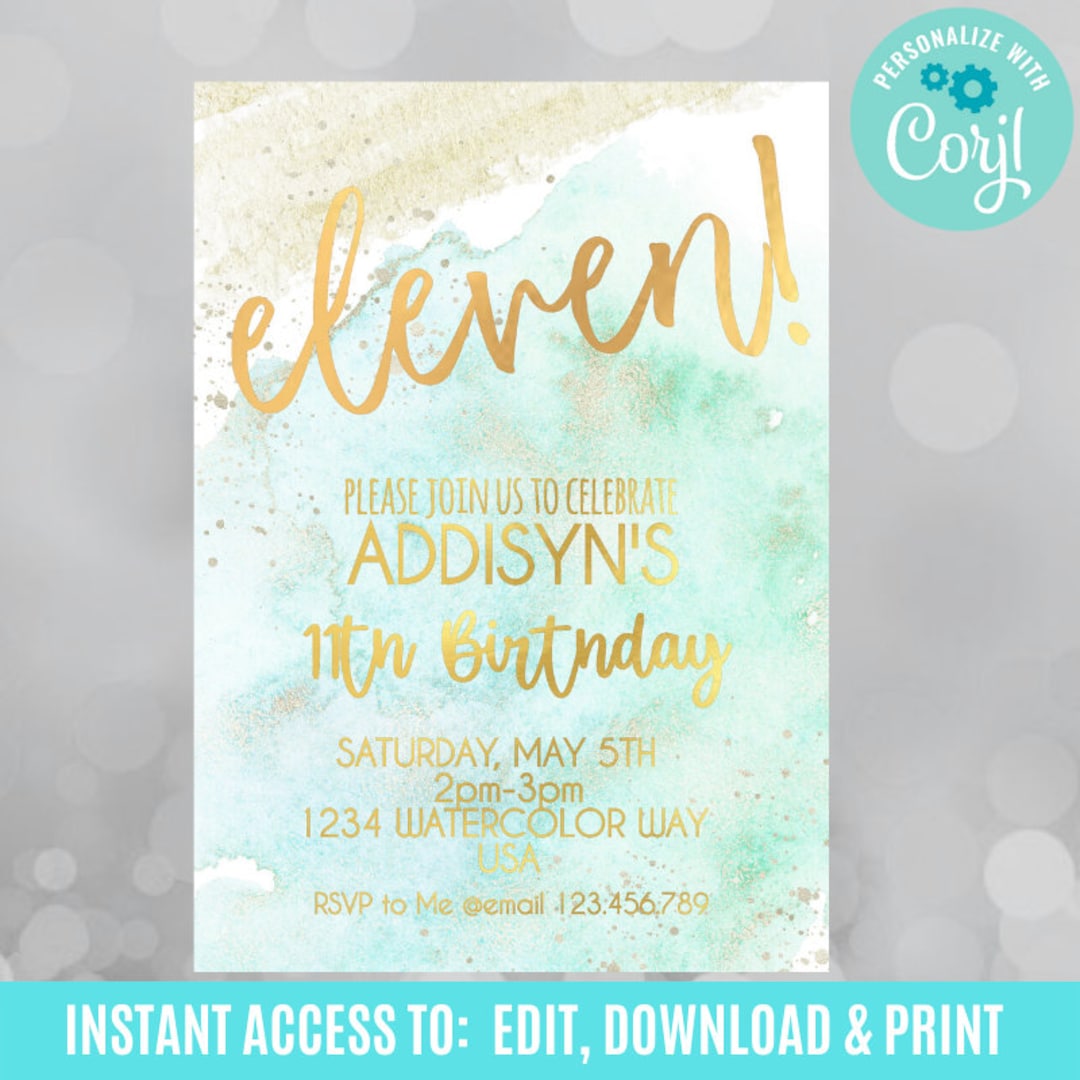 11th Birthday Girl Invitations Tween Birthday Invitation - Etsy