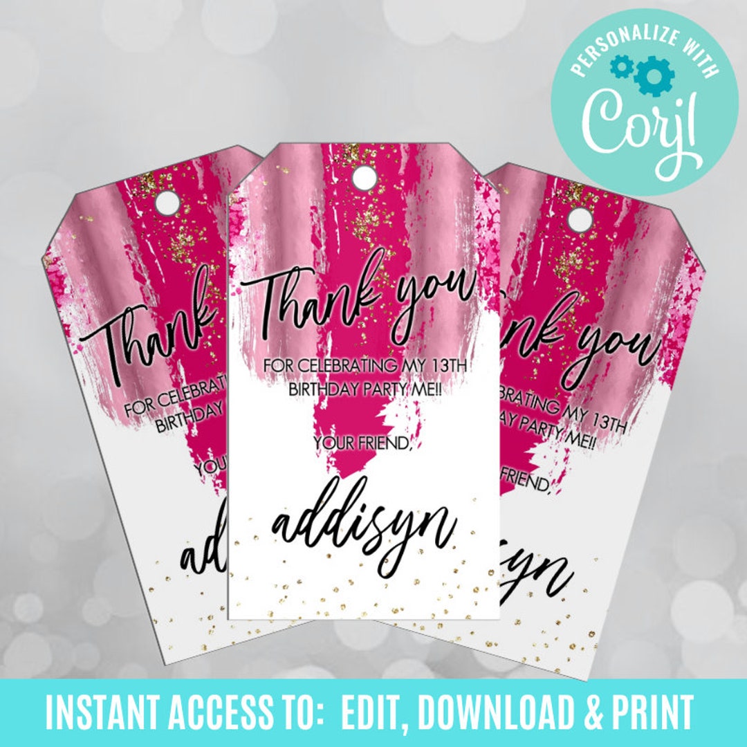 Girls Party Tags, Girls Gift Tags , Girls Birthday Tags, Teen Birthday ...