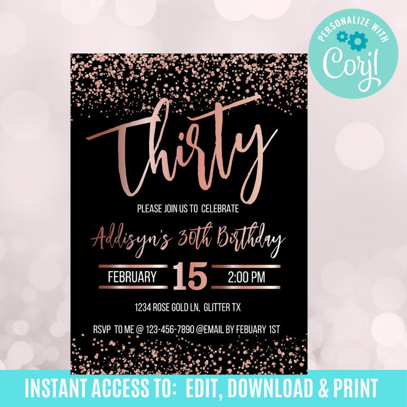 30th Birthday Invitation 30th Birthday Invitation Template | Etsy