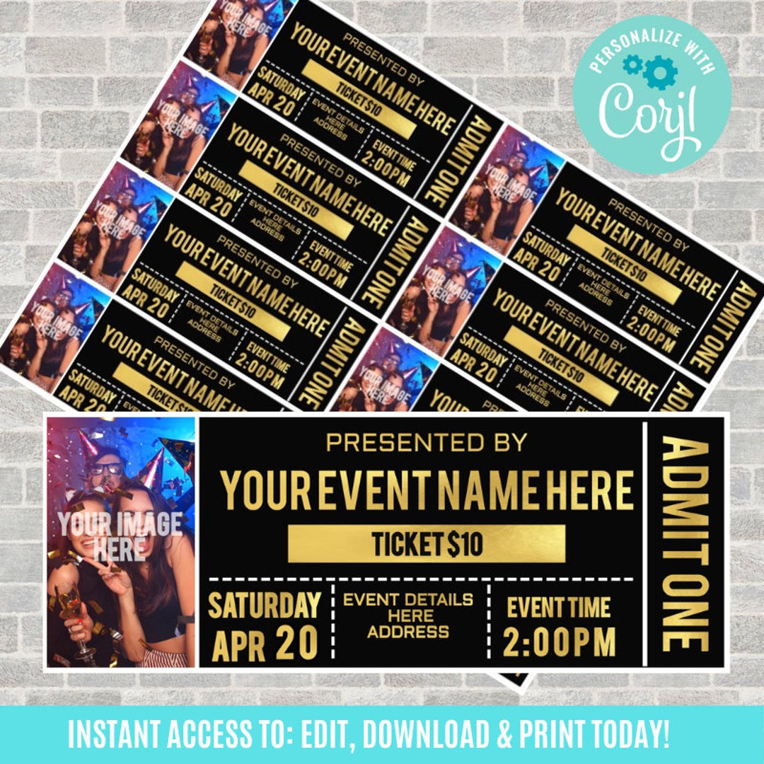 Event Ticket Printables Editable Event Tickets Event Ticket - Etsy