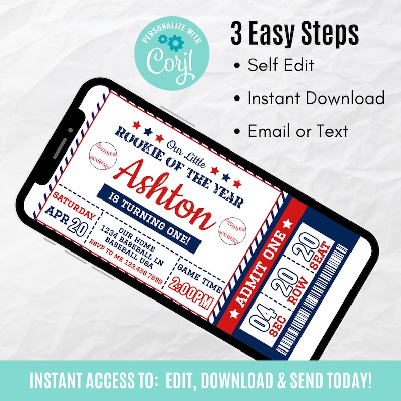 Baseball Ticket Invitation Baseball Birthday Baseball Baby - Etsy