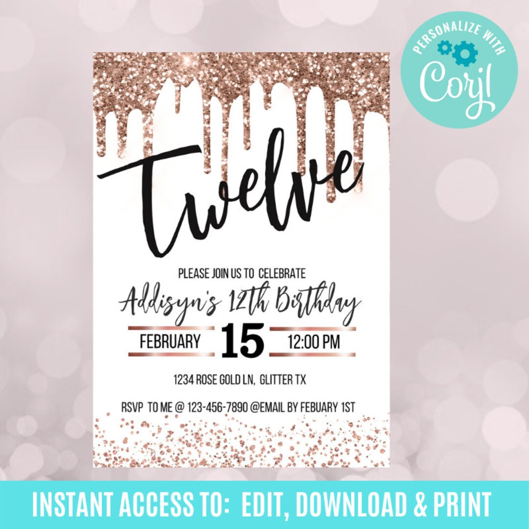 Tween Birthday Invitation Girl Invitations Teen Birthday - Etsy