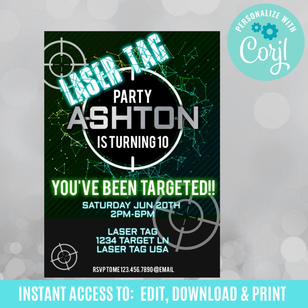 Laser Tag Invitation, Laser Tag Party Invitation, Birthday Invitation ...