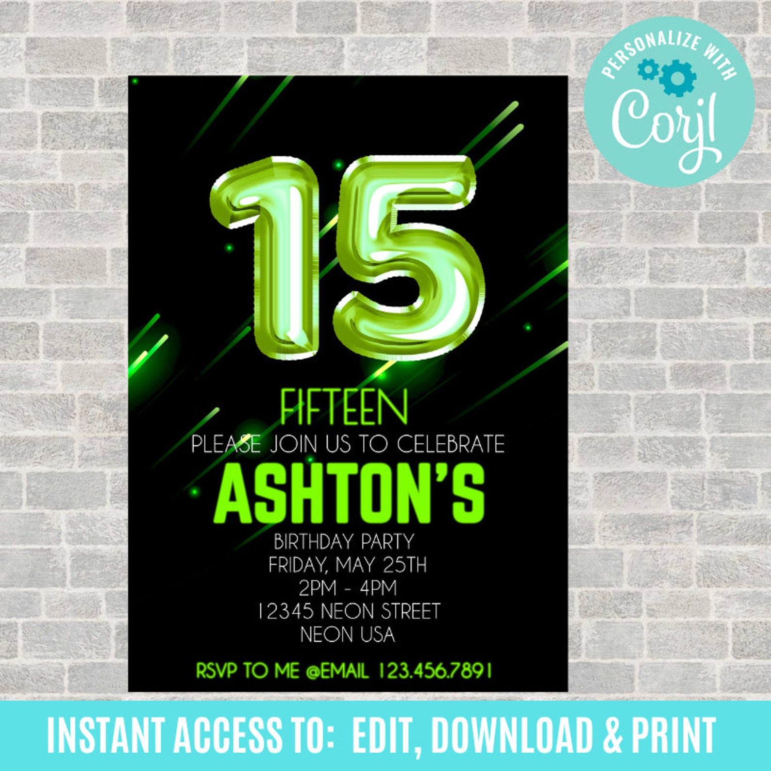 15th Birthday 15th Birthday Invitation Birthday Invitation - Etsy