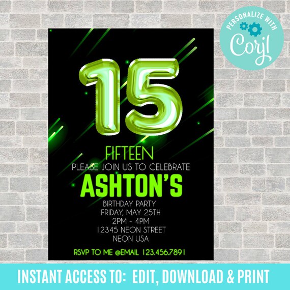 15th Birthday 15th Birthday Invitation Birthday Invitation - Etsy