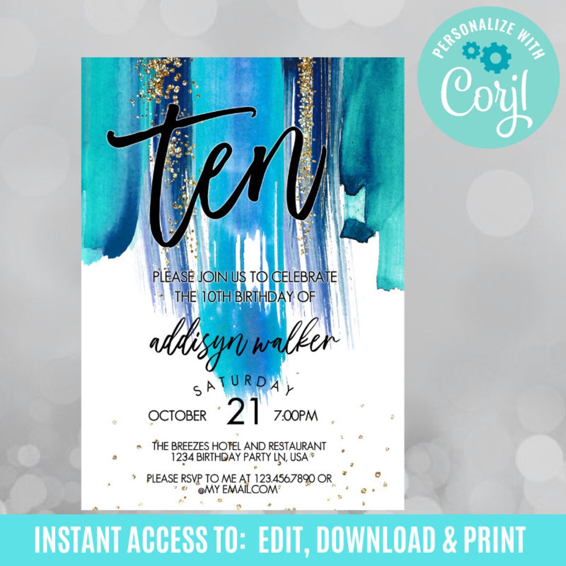 10th Birthday Invitation Girl Double Digits Birthday - Etsy