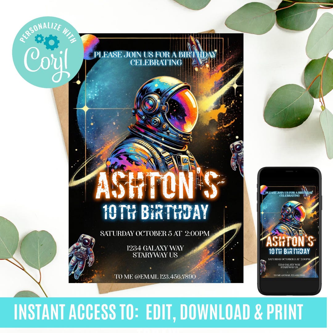 Outer Space Birthday Invitation, Space Invitation, Outer Space Party ...