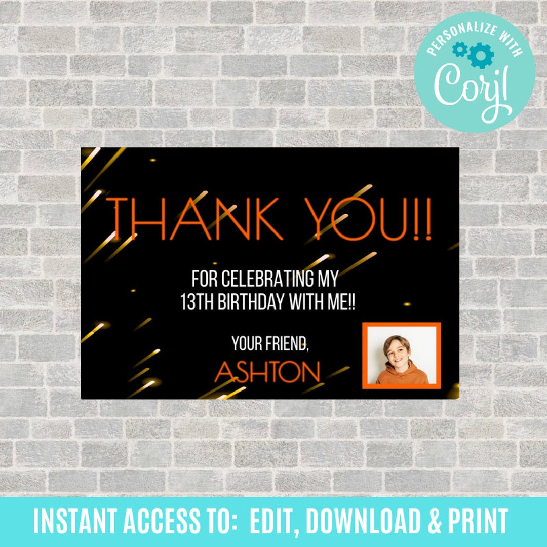 Laser Tag Gift Tags Glow Thank You Card Editable Gift Tags - Etsy