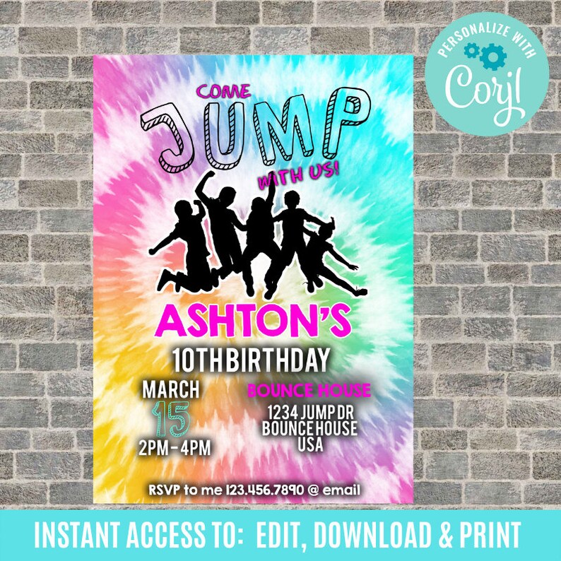 Jump Birthday Invitation Jump Party Invitation Jump Party - Etsy