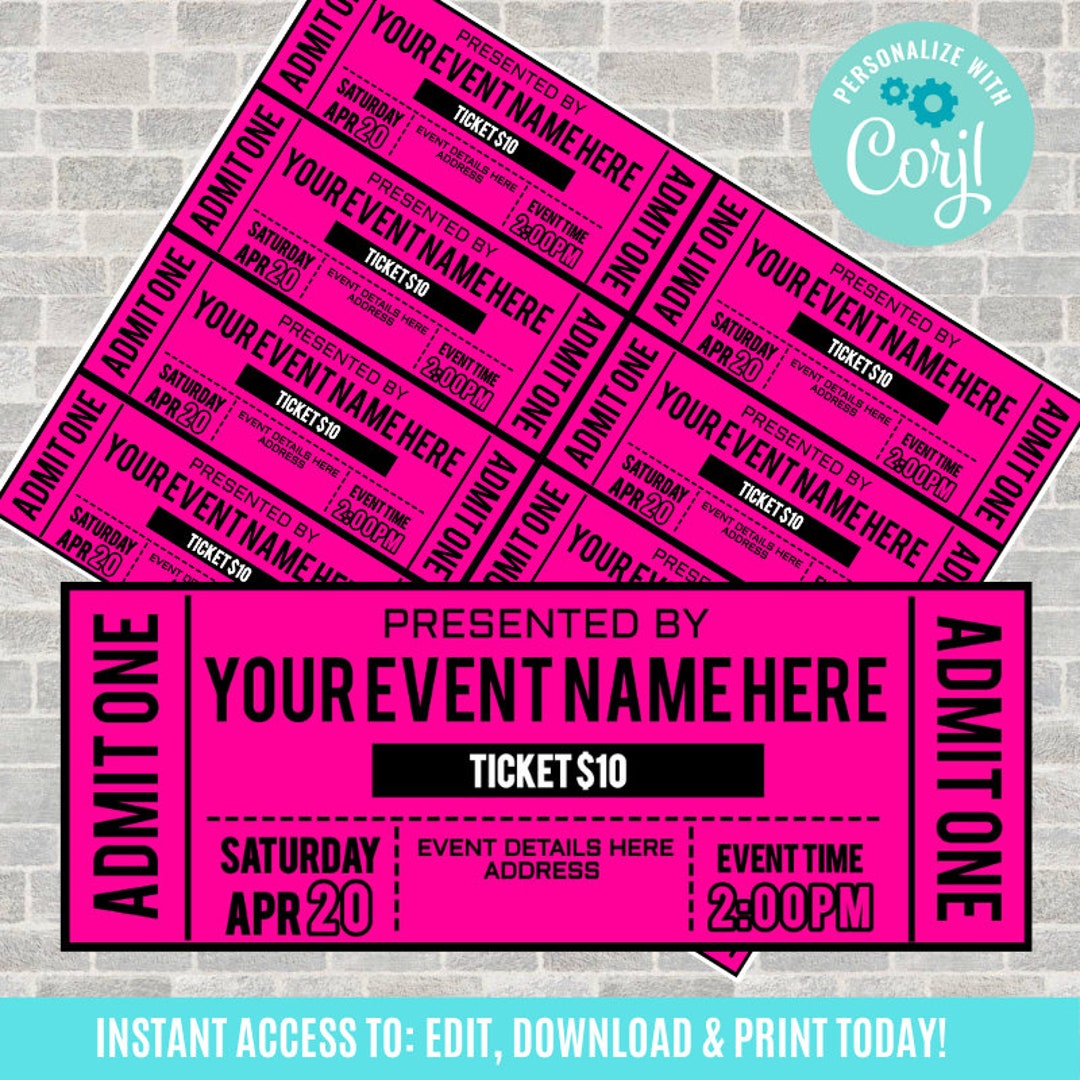Event Ticket Printables Editable Event Tickets Event Ticket - Etsy