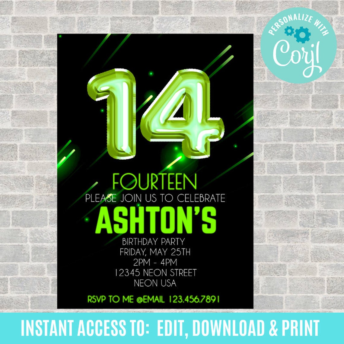 14th Birthday 14th Birthday Invitation Birthday Invitation - Etsy