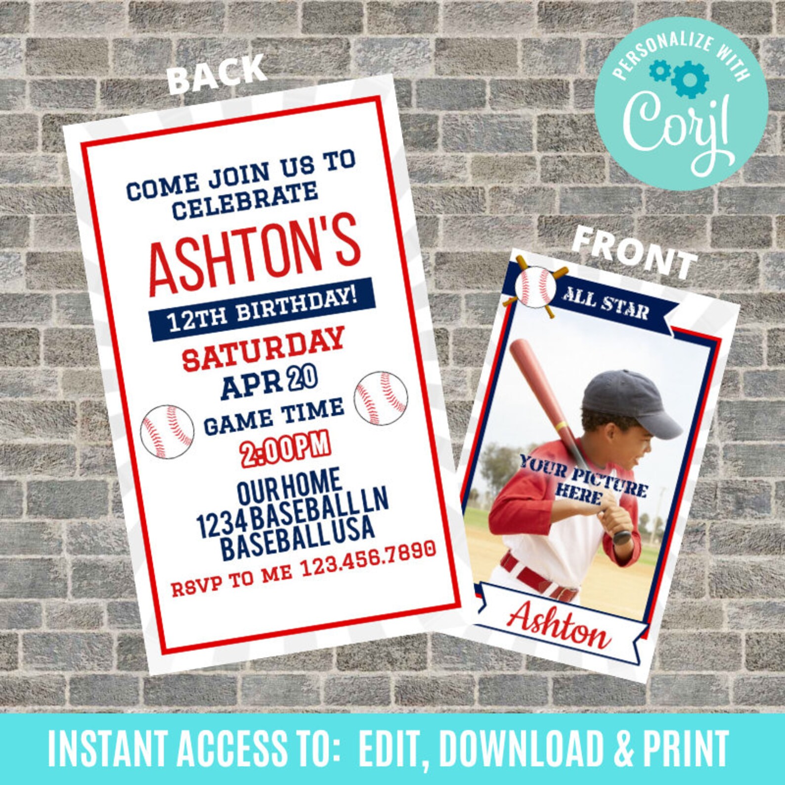 Baseball Card Invitation Baseball Birthday Baseball Baby - Etsy