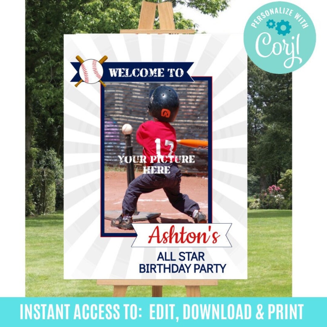 Baseball Welcome Sign, Baseball Ticket Invitation, Baseball Birthday ...